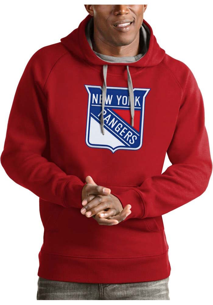 Antigua New York Rangers Mens Full Front Victory Hoodie - DARKRED