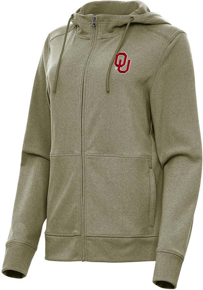 Oklahoma Sooners Antigua Womens BURNT OLIVE/HEATHER Seeker Light Weight Jacket