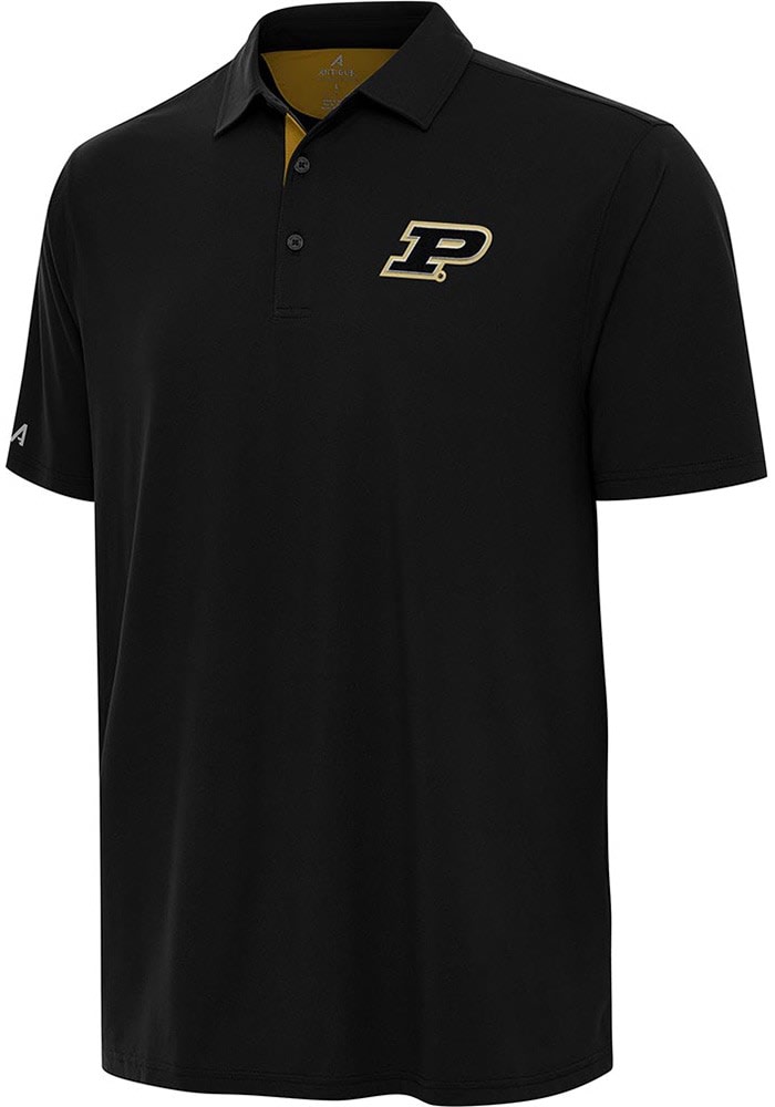 Antigua Mens BLACK/MIDAS Purdue Boilermakers Era Short Sleeve Polo ...