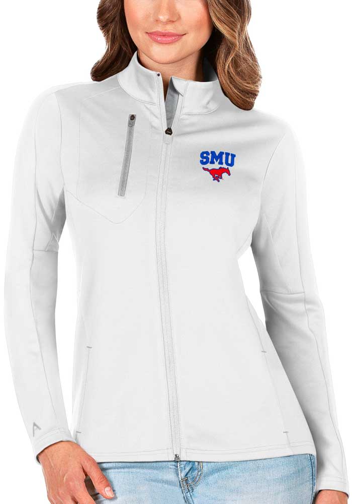 SMU Mustangs Antigua Womens White Generation Light Weight Jacket - 13300494