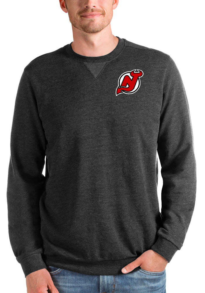 Antigua New Jersey Devils Mens BLACK Reward Crew Sweatshirt - 133026218