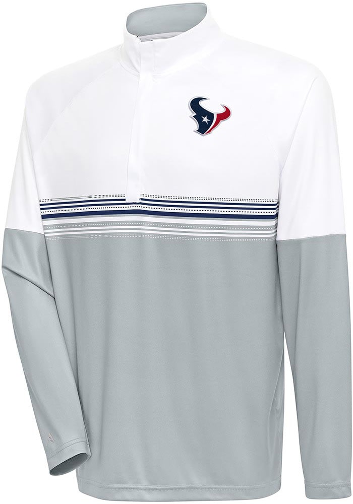 Antigua Houston Texans Mens WHITE/GREY Bender Pullover Antigua Houston Texans Mens WHITE/GREY Bender Pullover
