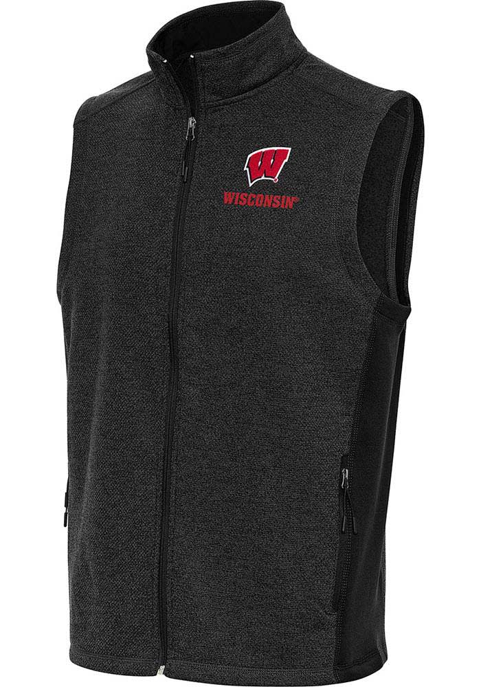 Antigua Wisconsin Badgers Mens BLACK Course Vest - 133044219