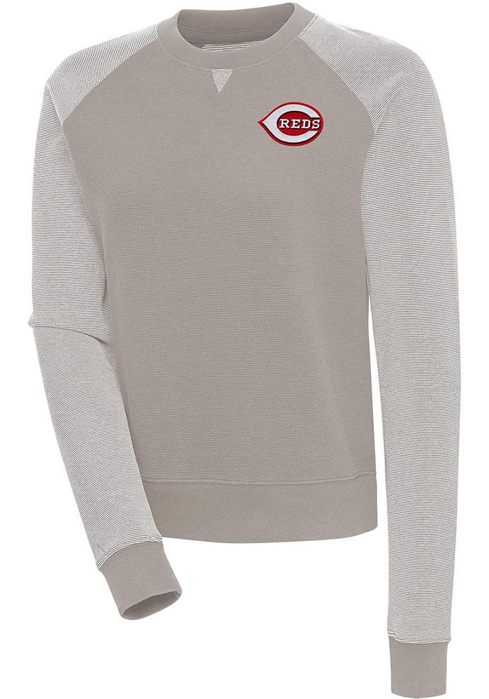 Cincinnati Reds Antigua Crew Sweatshirt Womens OATMEAL Flier Bunker ...