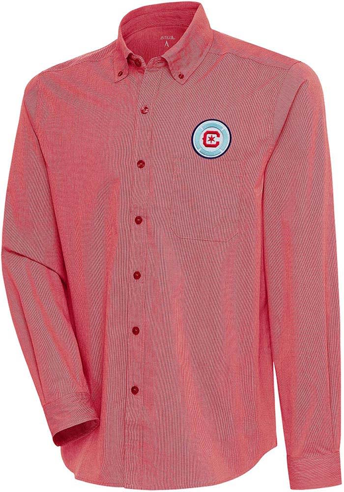 Chicago Fire Antigua Red Compression Long Sleeve Dress Shirt