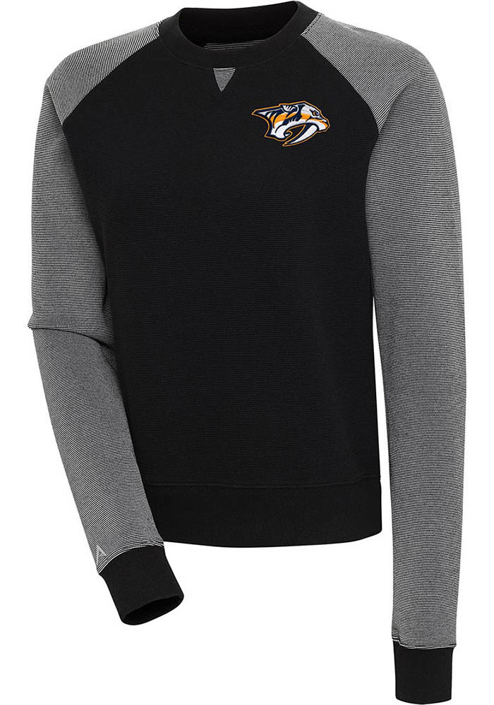 Nashville Predators Antigua Crew Sweatshirt Womens Black Flier Bunker ...