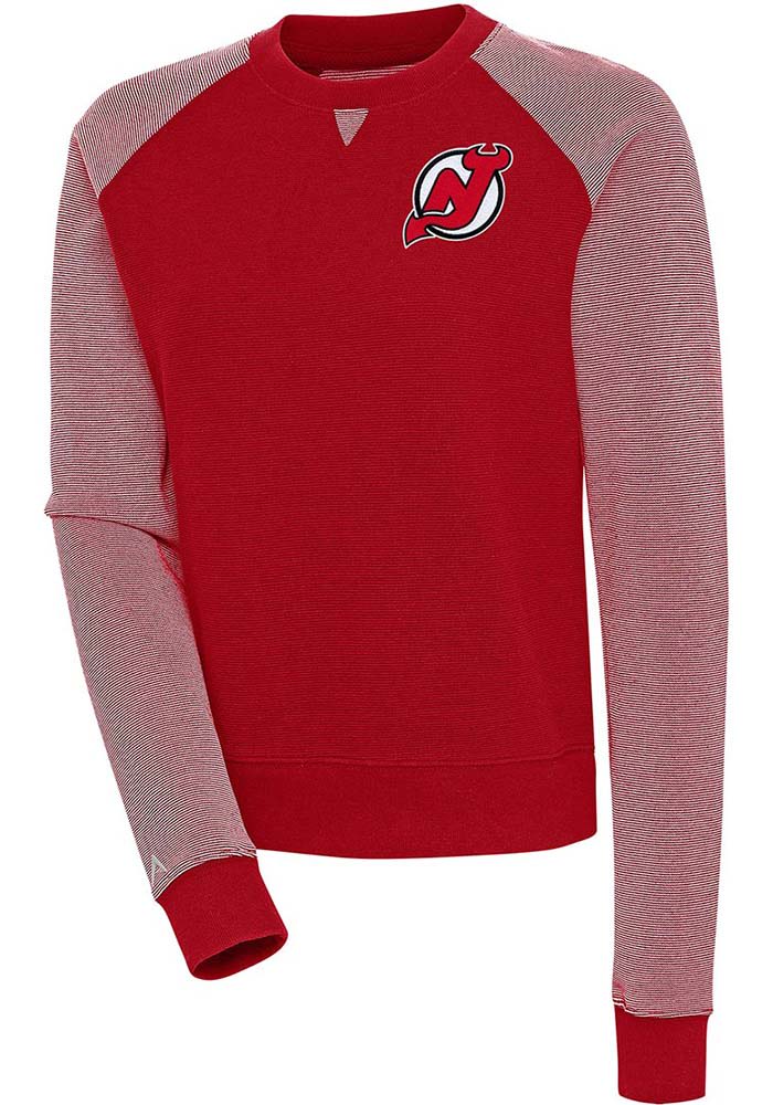 New Jersey Devils Antigua Crew Sweatshirt Womens Red Flier Bunker Long ...
