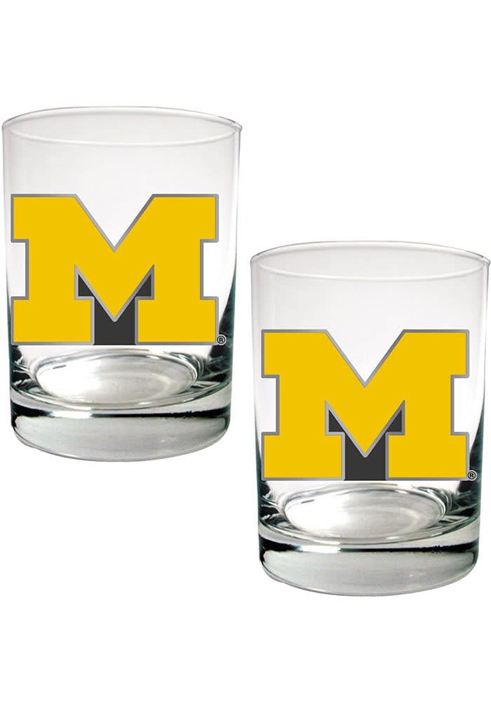 Michigan Wolverines Clear 2 Piece Rock Glass 1330582