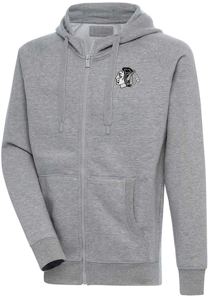 Antigua Chicago Blackhawks Mens GREY Metallic Logo Victory Full Zip ...