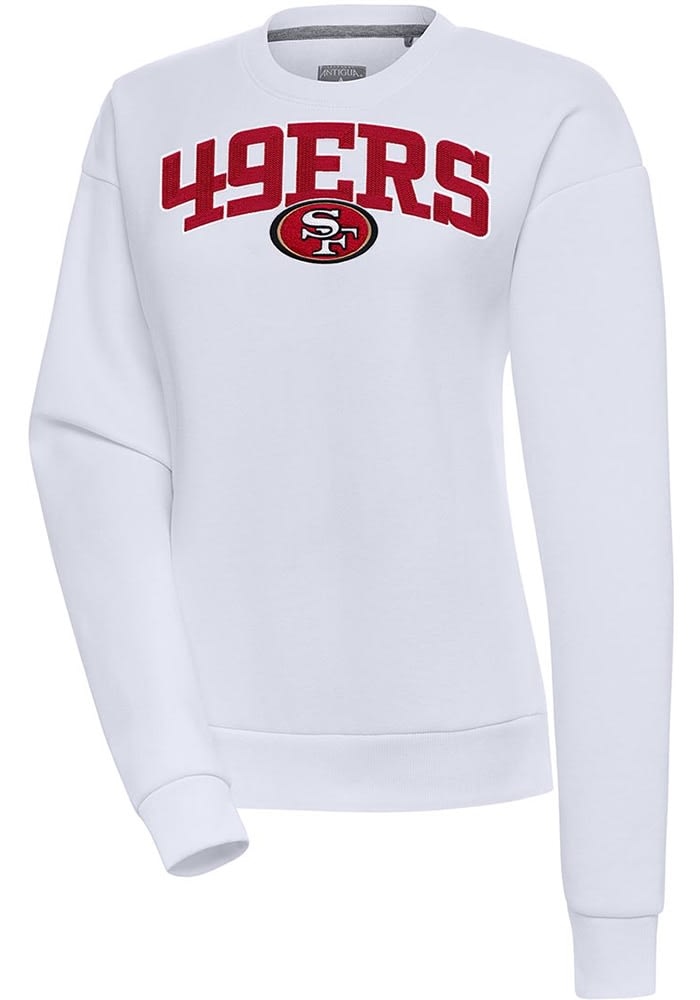 San Francisco 49ers Antigua Crew Sweatshirt Womens WHITE Full Front ...