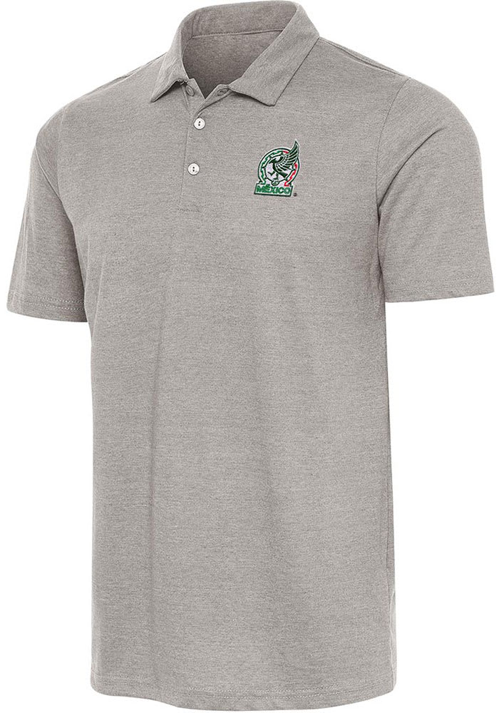 Antigua Mexico National Team Mens Peak OATMEAL Short Sleeve Polo ...