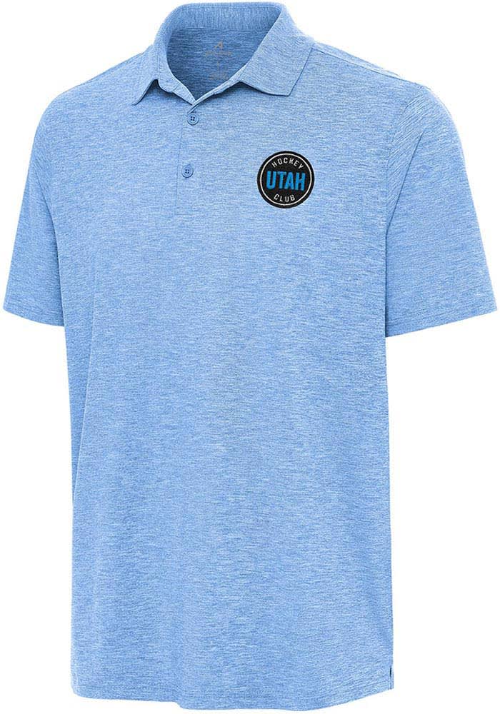 Antigua Utah Mammoth Mens Par 3 COLUMBIA BLUE HEATHER Short Sleeve Polo ...