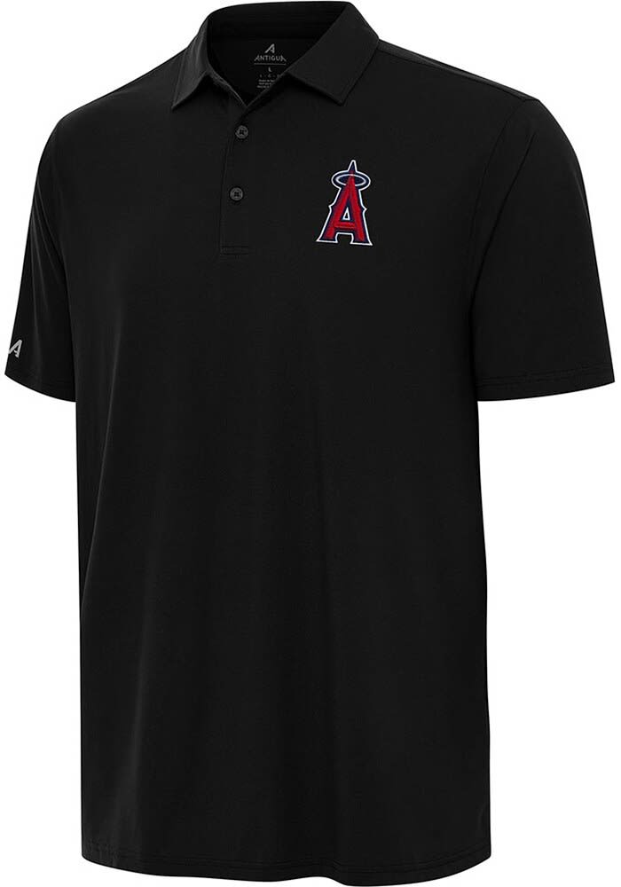 Antigua Los Angeles Angels Mens Era BLACK Short Sleeve Polo