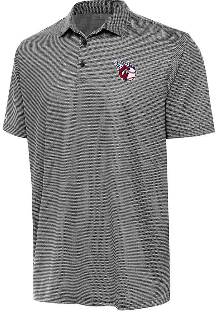 Antigua Cleveland Guardians Mens Rings WHITE/BLACK Short Sleeve Polo ...