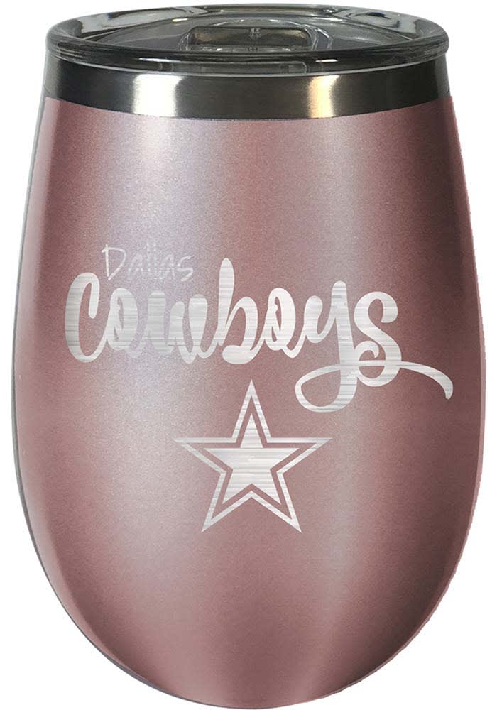 Dallas Cowboys PINK Cursive 10oz Rose Gold Stemless Wine Stainless ...