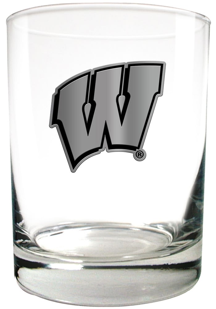 Wisconsin Badgers CLEAR 14oz Emblem Rock Glass - 13321429