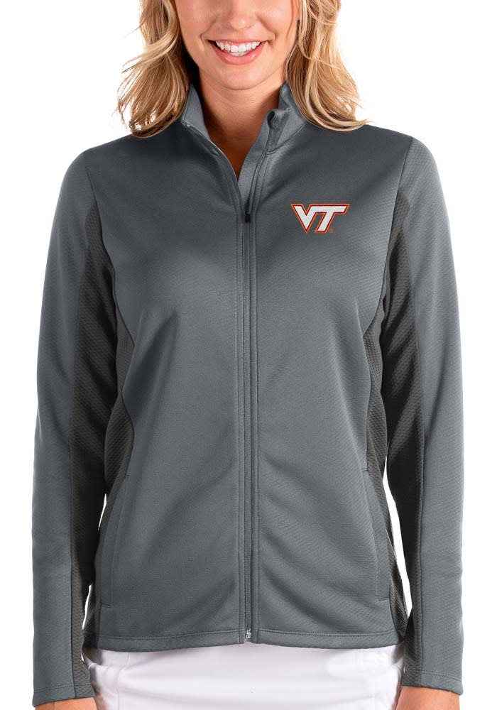 Virginia Tech Hokies Antigua Womens Grey Passage Medium Weight Jacket