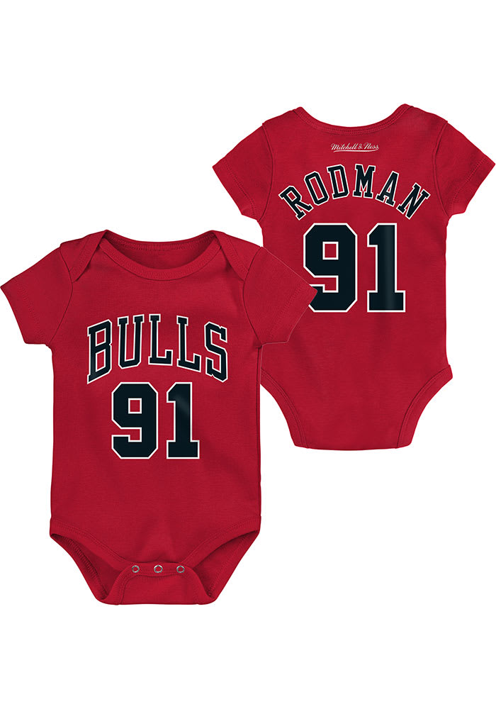 Chicago Bulls Dennis Rodman Baby Name and Number Red Player One Piece ...