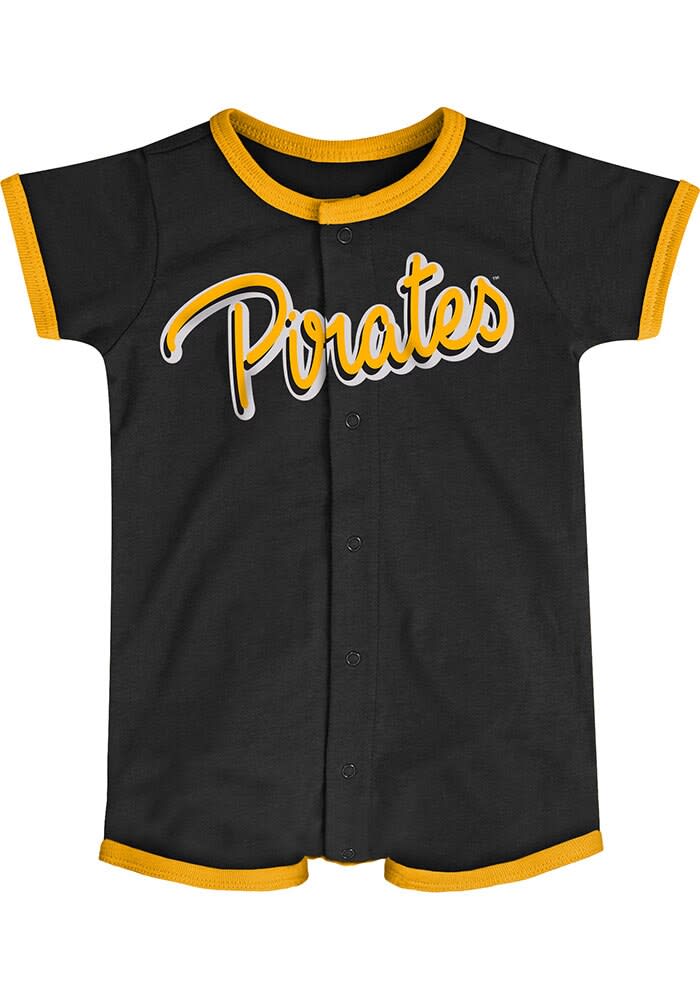 Pitt Pirates Pittsburgh Pirates BLACK Baby Power Hitter One Piece