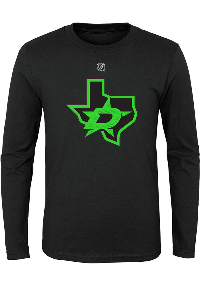 Dallas Stars Youth BLACK Neon Logo Long Sleeve Tee - 133409780