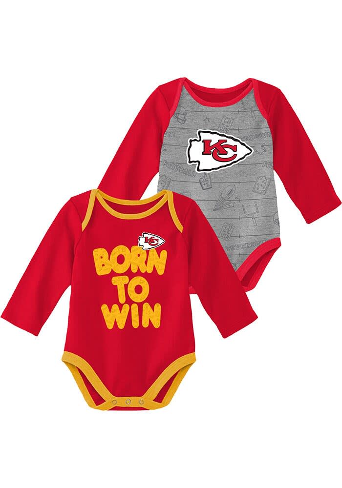Kansas City Chiefs Baby Red Born To Play LS 2PK Design One Piece Set ...