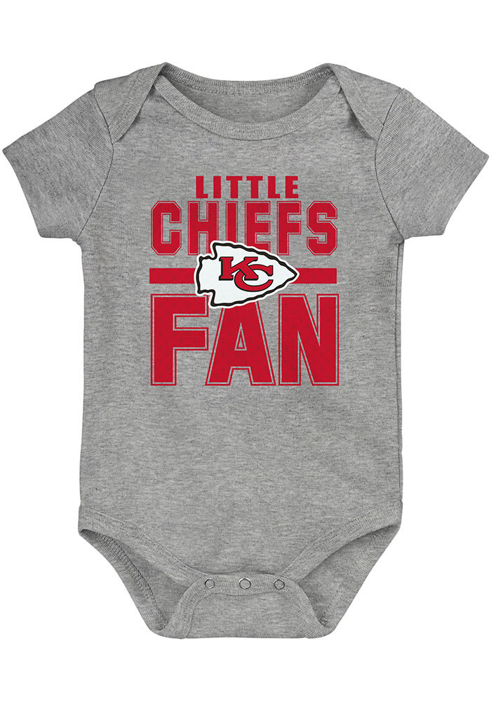 KC Chiefs Kansas City Chiefs HEATHERGREY Baby Little Fan One Piece