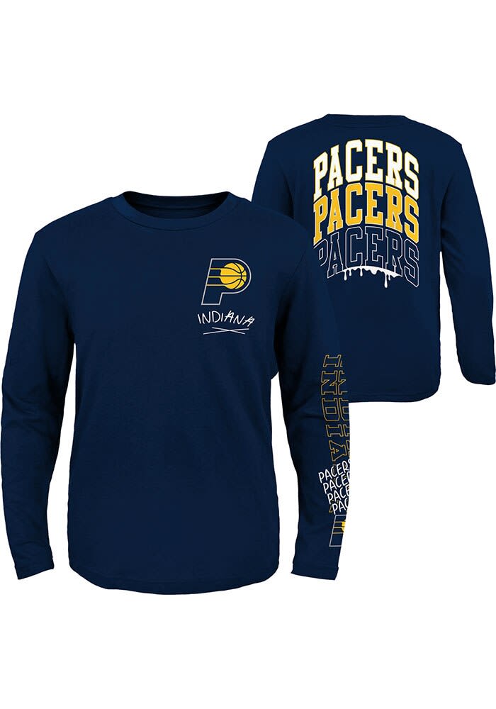 Indiana Pacers Youth NAVY Team Drip Long Sleeve Tee