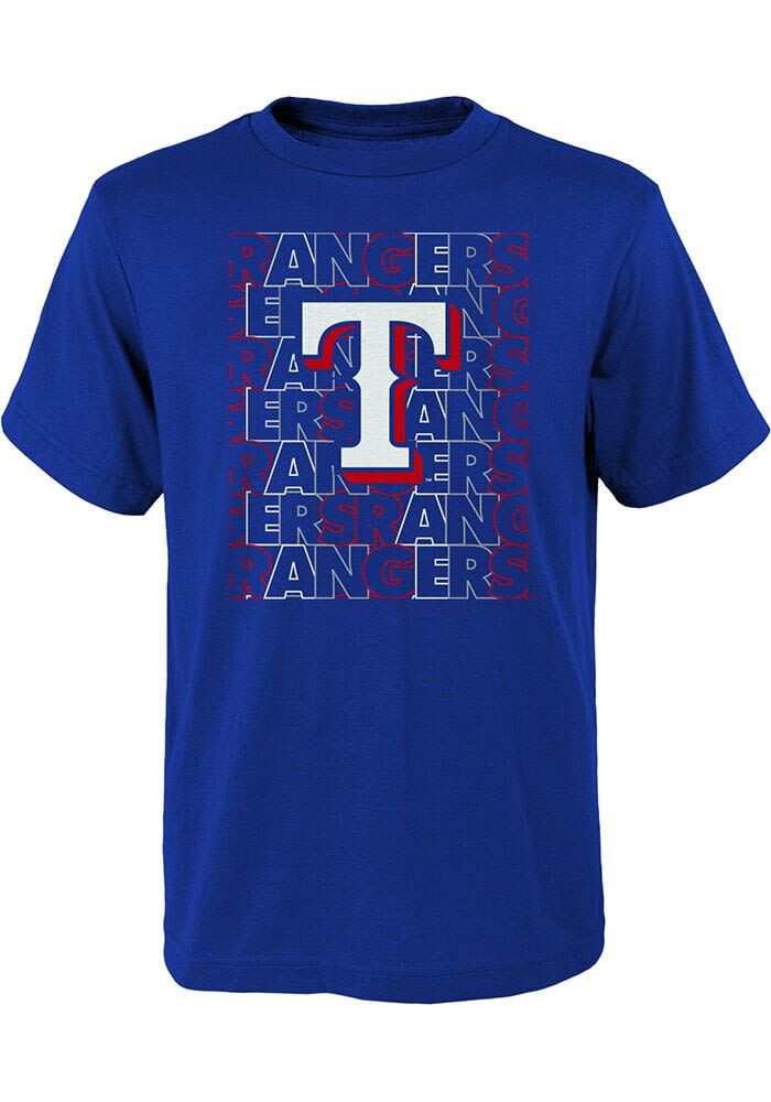 Texas Rangers Youth BLUE Letterman Short Sleeve Tee - 133414248