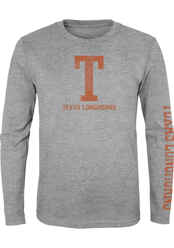 Texas Longhorns Youth HEATHERGREY Slogan Sleeve Long Sleeve Tee - 133414533