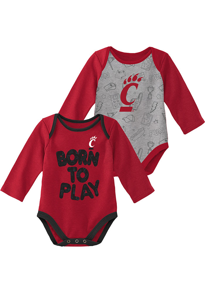 Cincinnati Bearcats Baby Red Born To Play LS 2PK One Piece Set - 133414608
