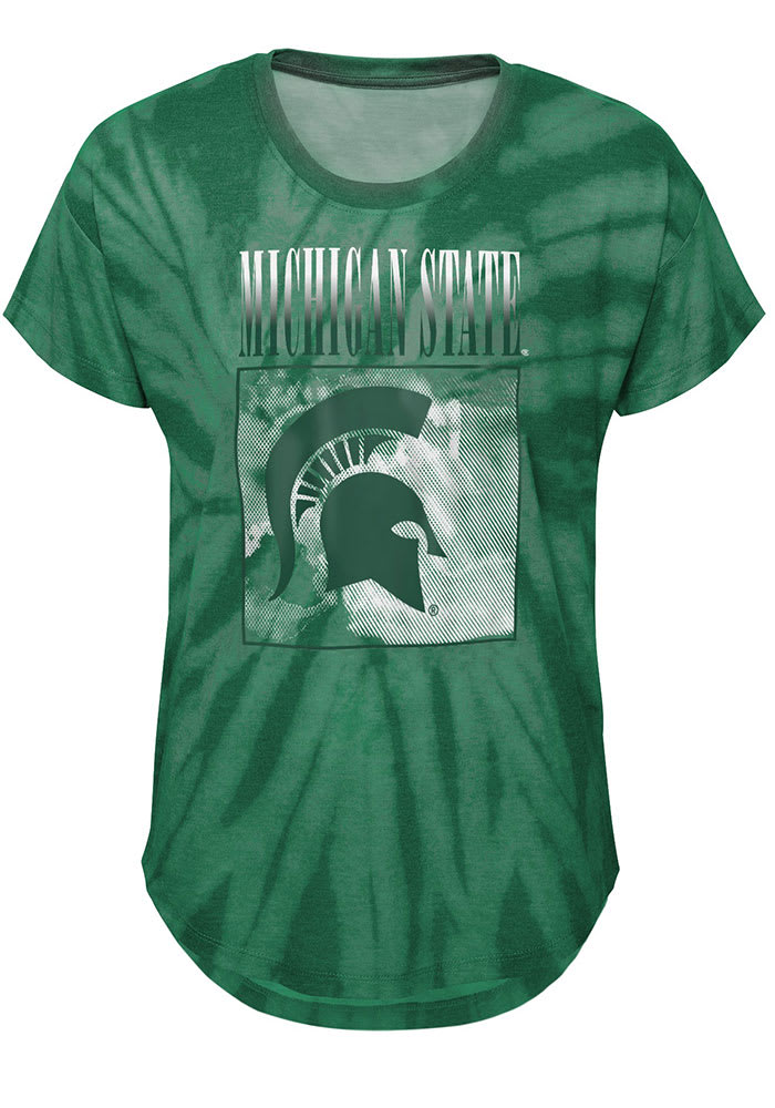 Girls GREEN Michigan State Spartans In The Band Tie-Dye Short Sleeve ...