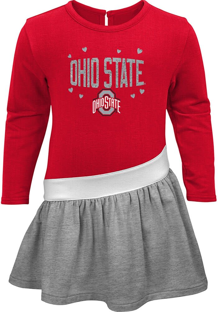 Baby Girls Red Ohio State Buckeyes Heart To Heart Short Sleeve Dress ...