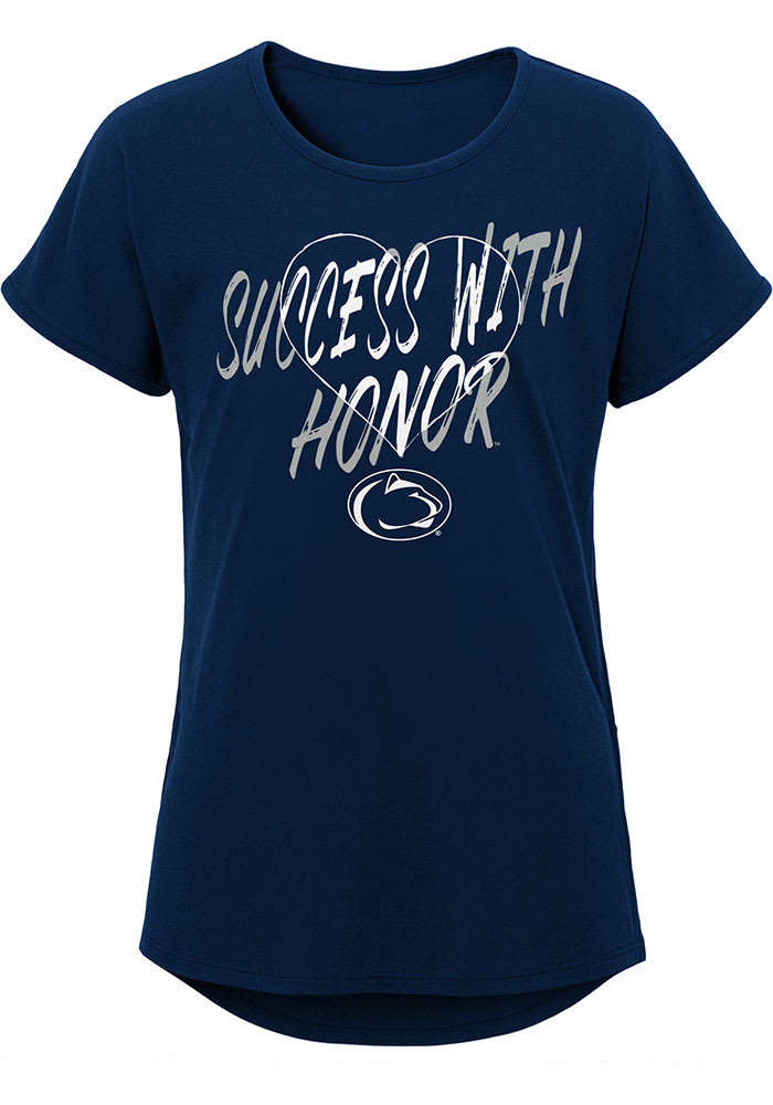 Penn State Nittany Lions Girls NAVY Slogan Heart Short Sleeve T-Shirt ...