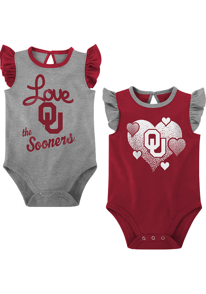 Oklahoma Sooners Baby CARDINAL Spread The Love One Piece Set - 133417455