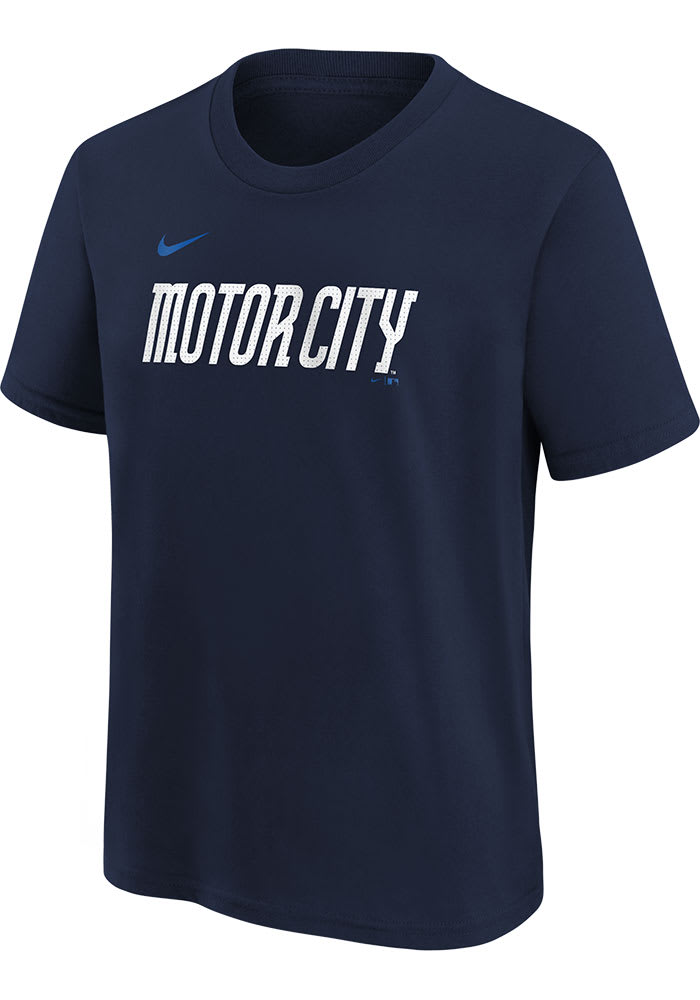 Nike Detroit Tigers Youth NAVY Wordmark City Connect Short Sleeve Tee ...