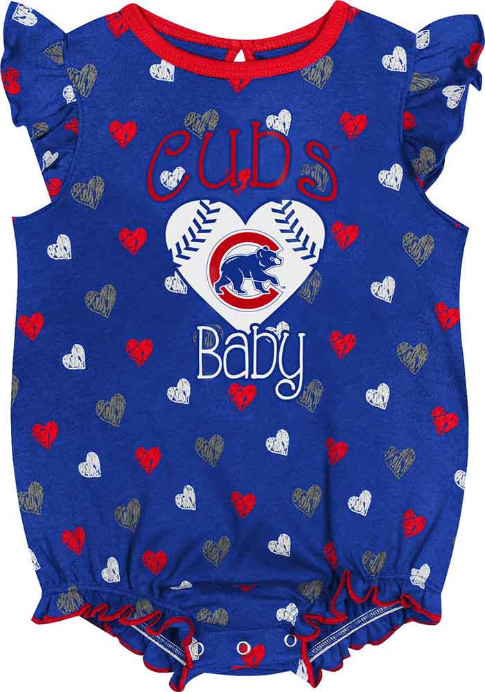 Chicago Cubs BLUE Baby Baseball Love Romper - 133418348