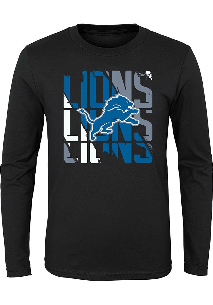 Detroit Lions Youth BLACK Savage Stripes Long Sleeve Tee - 133418801