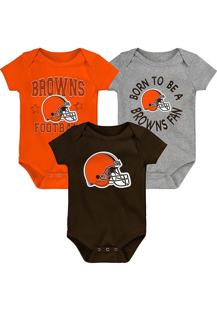 Cleveland Browns Baby BROWN Born To Be SS 3 PK One Piece Set
