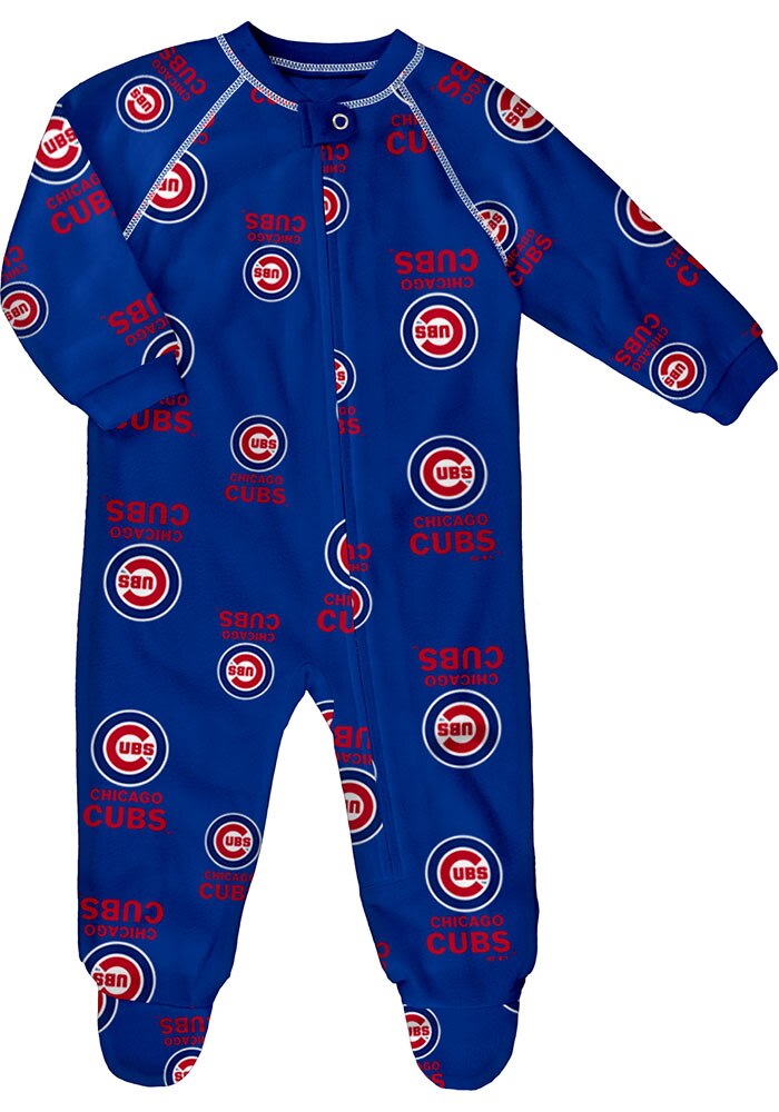 Chicago Cubs BLUE Baby Raglan Romper Pajamas - 133420766