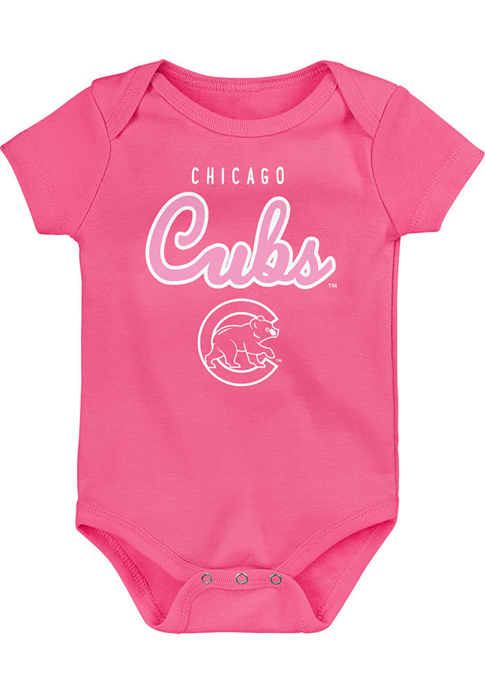 Chicago Cubs PINK Baby Big Game Design Romper - 133420773