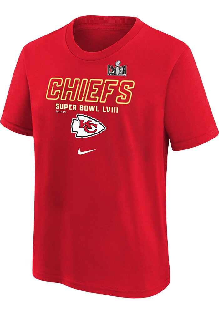 Nike Kansas City Chiefs Youth Red SB LVIII Bound Iconic Short Sleeve Tee
