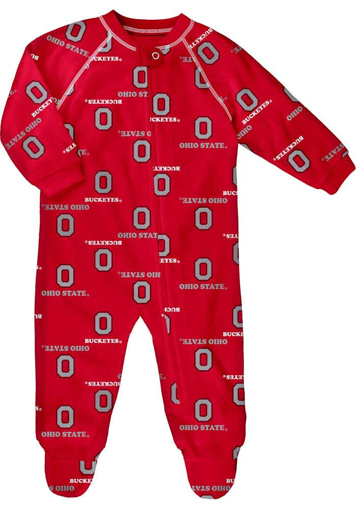 Baby Red Ohio State Buckeyes All Over Raglan Loungewear One Piece ...