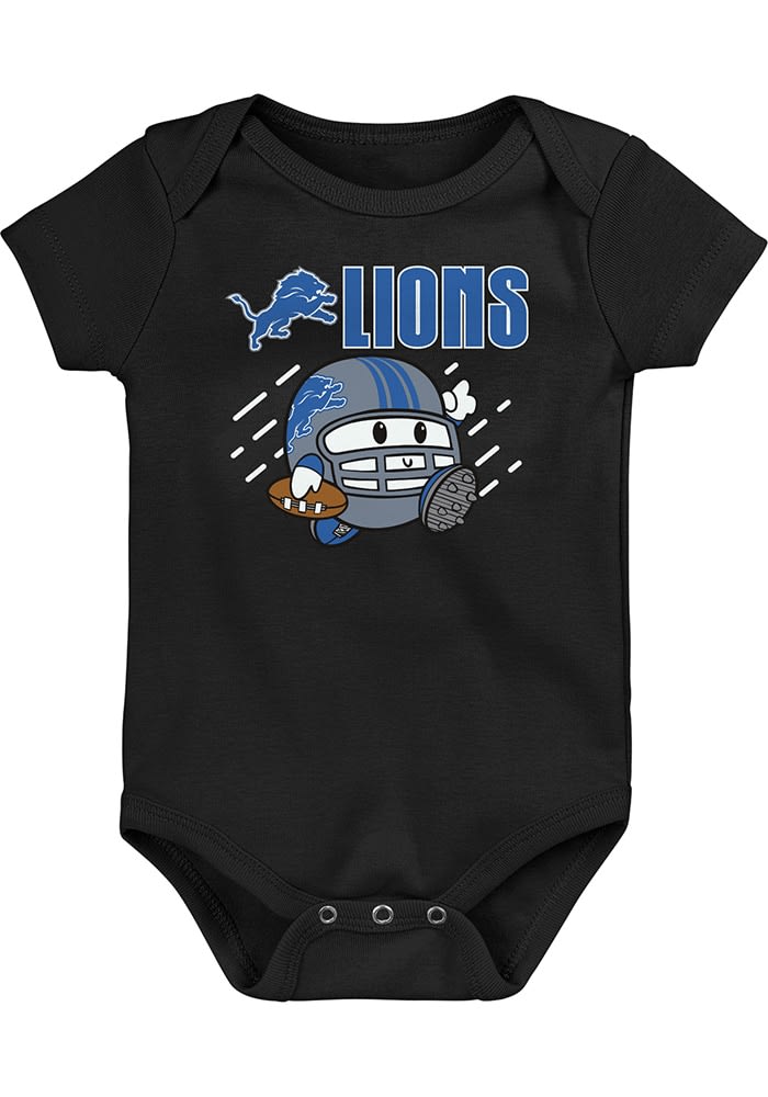 Detroit Detroit Lions BLACK Baby Poki Player Design One Piece - 133423335