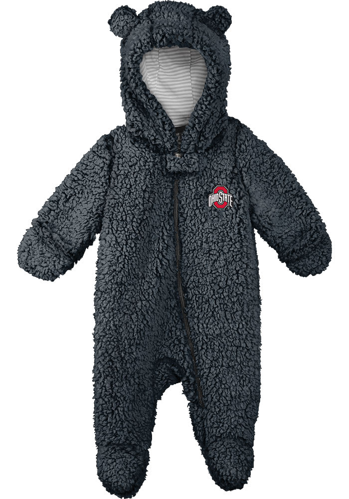 Ohio State Buckeyes BLACK Baby Nap Teddy Romper Pajamas - 133424294