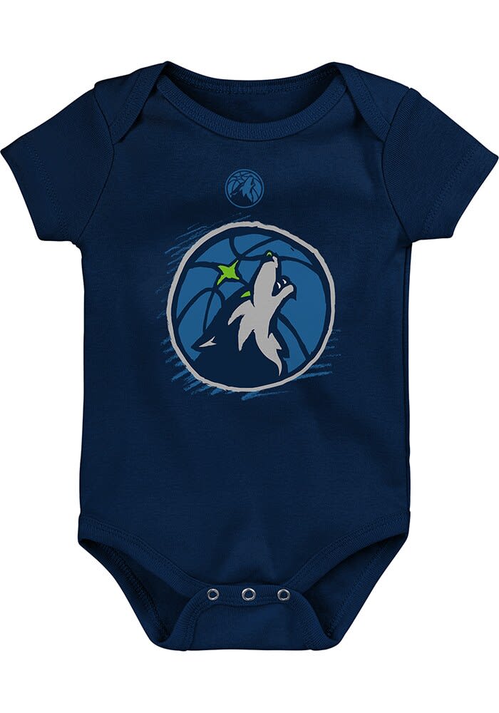 Minnesota Minnesota Timberwolves NAVY Baby Doodle Logo One Piece ...
