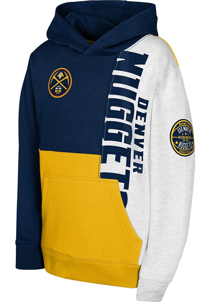 Denver Nuggets Youth NAVY Splash Long Sleeve Hoodie - 133426230
