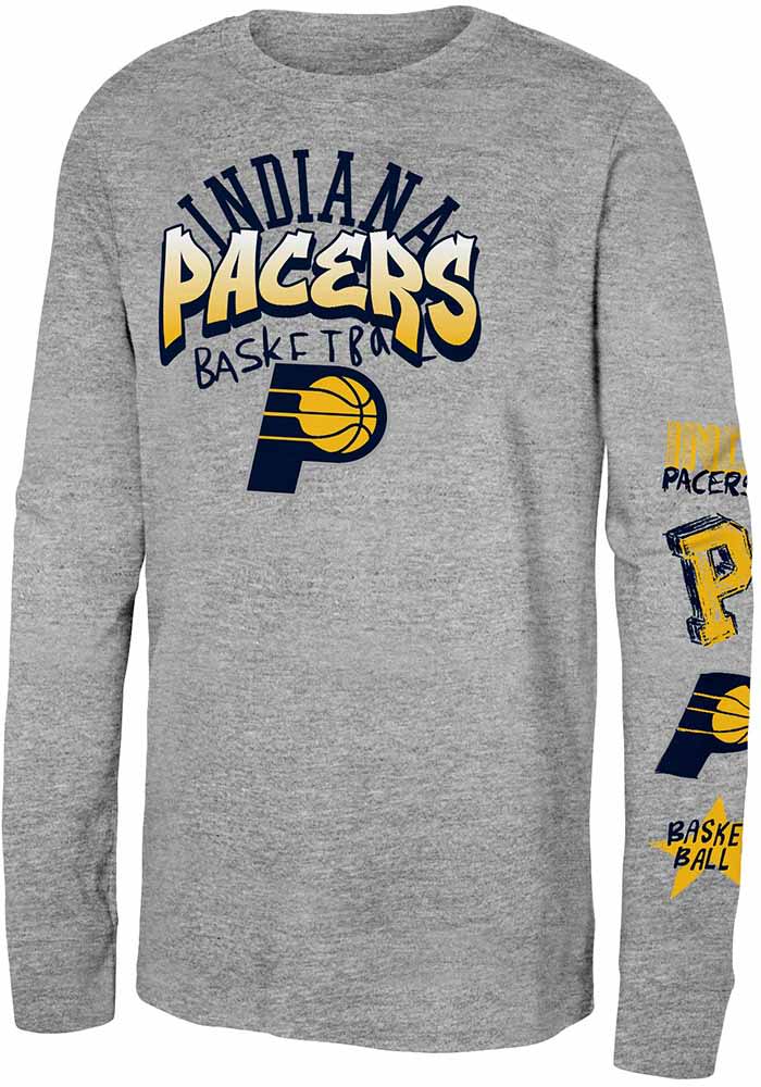 Indiana Pacers Youth HEATHERGREY Street Star Long Sleeve Tee - 133426774