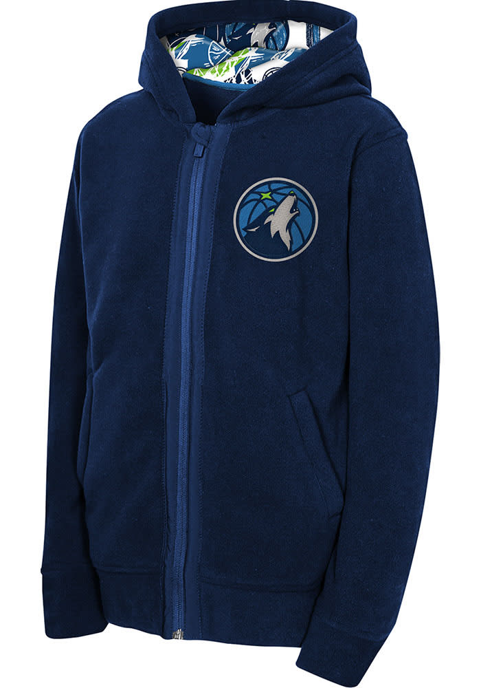 Minnesota Timberwolves Youth NAVY Key Line Long Sleeve Full Zip - 133427118