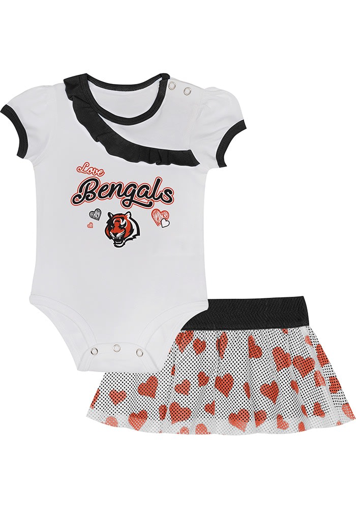 Cincinnati Bengals Infant Girls White Love My Team Top and Bottom Set ...