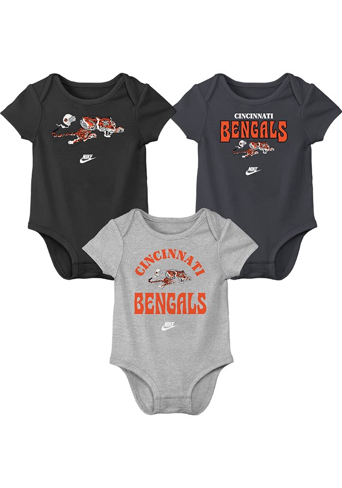 Cincinnati Bengals Nike Baby BLACK Nike Retro Logo Romper Set - 133429896